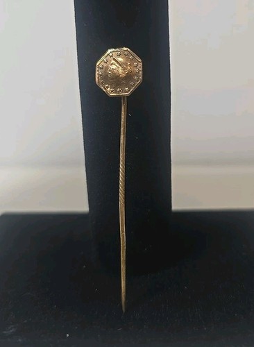Antique California Fractional Two-Sided Liberty Coin Gold Plate Stick ...