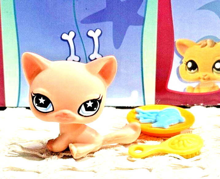LITTLEST PET SHOP LPS AUTHENTIC PINK SITTING TABBY CAT #959 ...