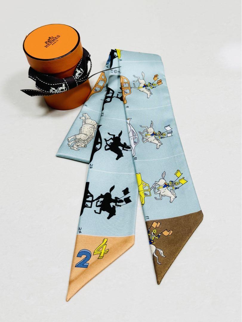 HERMES Twilly 2024 Parad Pyrotechnician Blue Silk Sca… - Gem