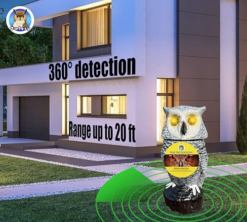 Snowy Solar Owl with Motion Detector, Flashing Eyes, Spinning Head ...