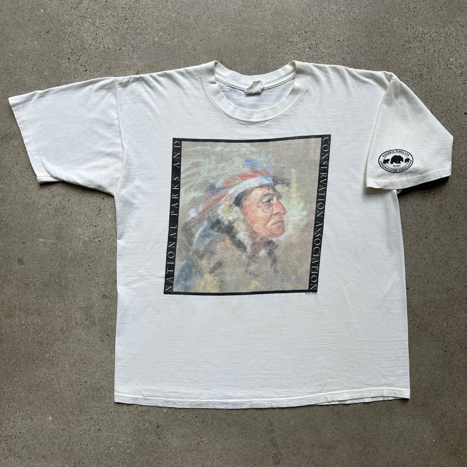 Vintage NPCA Gail Wolfe Native American Art Shirt - Gem