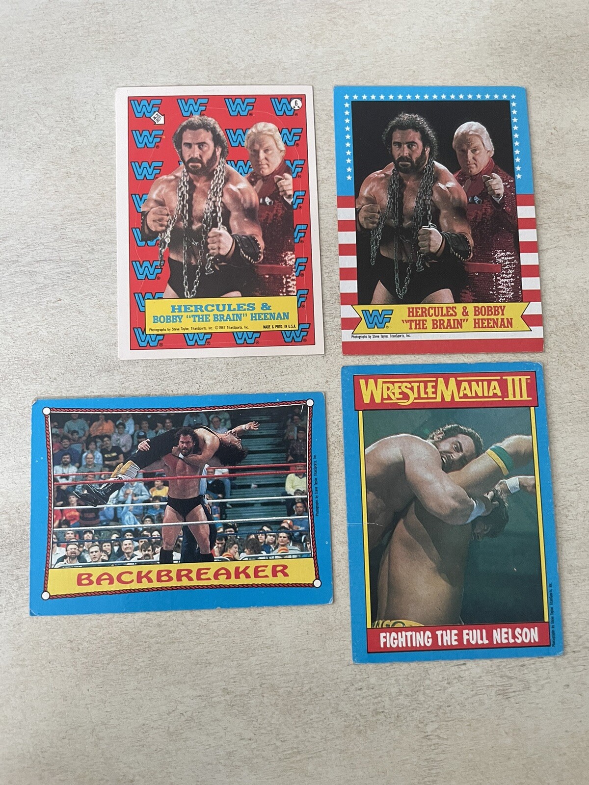 (4) WWE WWF TOPPS 1987 HERCULES BOBBY HEENAN WRESTING TRADING CARDS ...