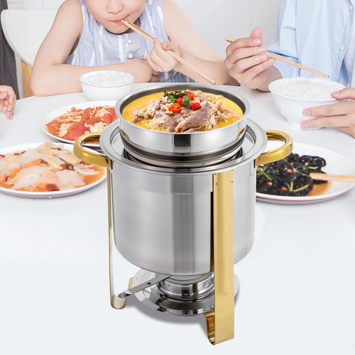 Stainless Steel Round Soup Warmer Chafer Chafing Dish Food Server Pot ...