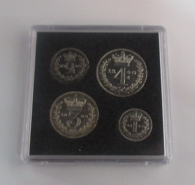 1840 Maundy Money Queen Victoria 1d - 4d 4 UK Coin Set In Quadrum Box ...