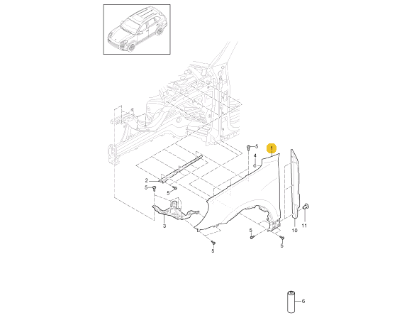 Porsche Cayenne 92a Front Right Fender Wing 95850303210GRV Genuine for ...