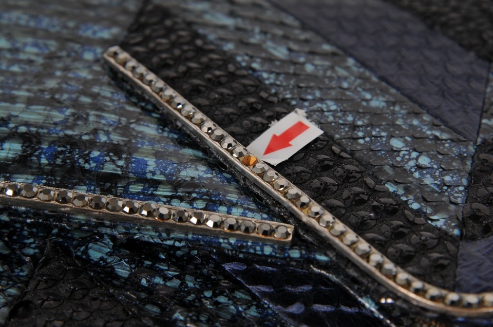 Judith Leiber Zahara Patchwork Python Snake Shoulder Bag Lapis Chain ...