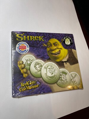Shrek Burger King Dreamworks Medallion + Sticker Set (New Original ...