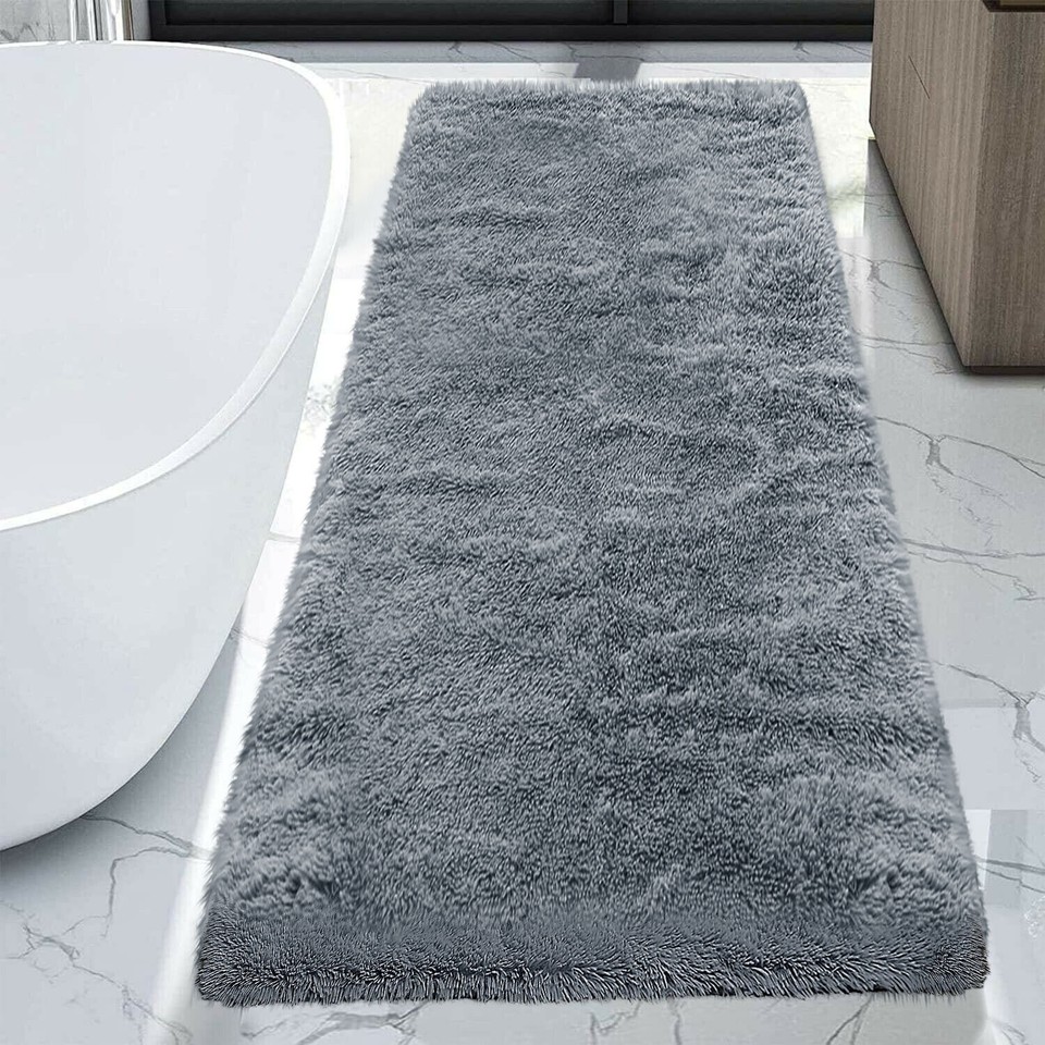 Extra Long Non Slip Shaggy Bath Mat Bathroom Rugs Super Soft Washable ...