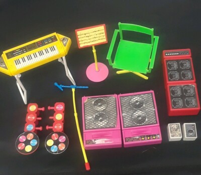 Mattel 1986 Baby Pink Barbie Boom Box Piano Jam Mic Rockers Band Amps ...