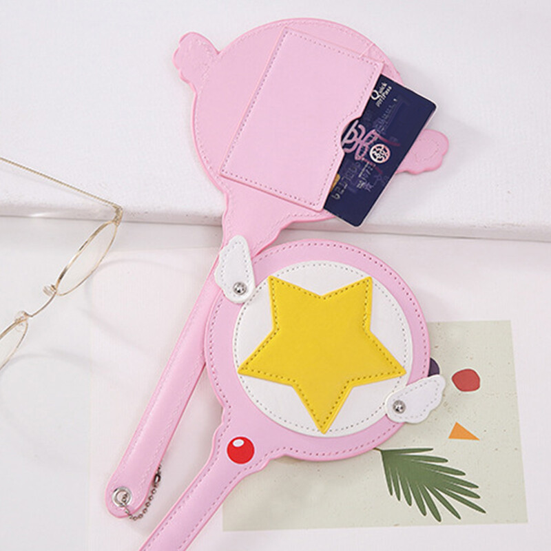 Kawaii Magic Stick Toy Card Case Bus Card Holder Pink Cute Leather Card ...