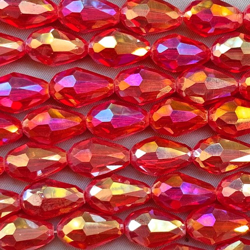 Red AB Light Red 15x10mm Teardrop Chinese Crystal Glass Q24 Beads Per ...