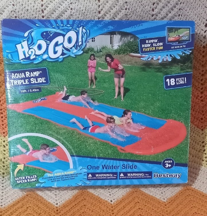 H20 Go Triple Slip N Slide Aqua Ramp Drench Pool 18 Feet New In Box ...