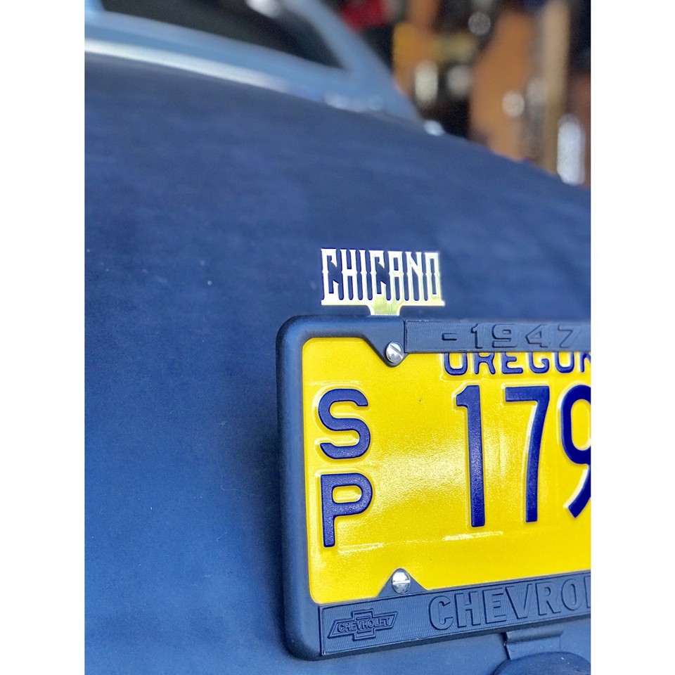 Chicano Chromed License Plate Topper Vato Low Lowrider Coupe V8 Vintage ...