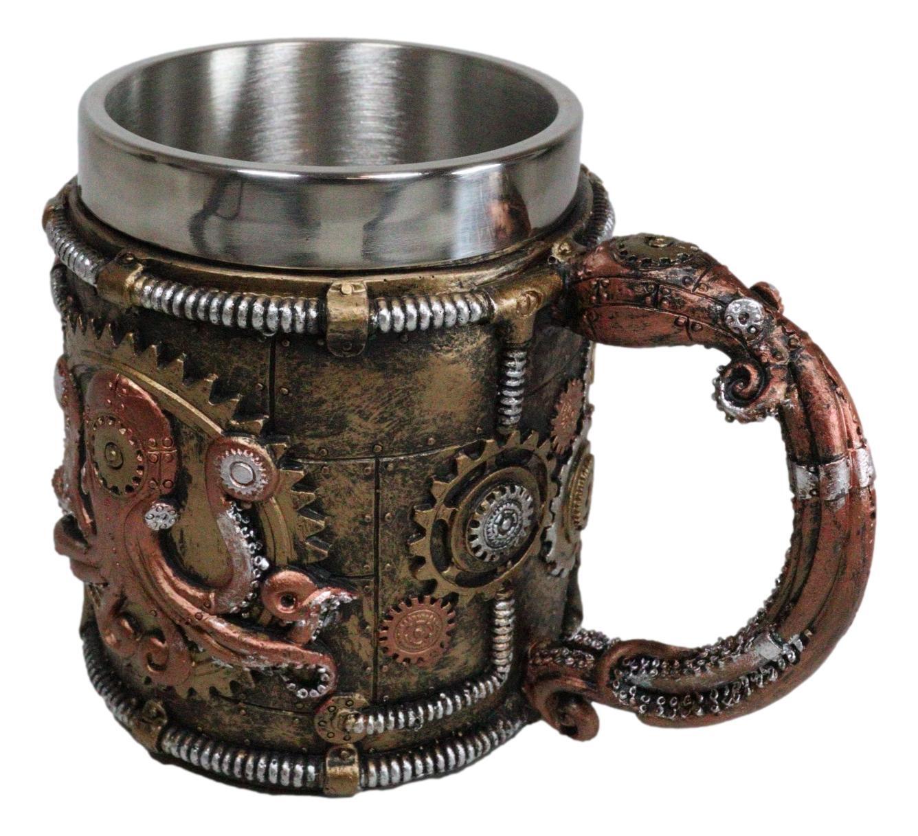 Ebros Steampunk Kraken Octopus Cyborg Drinking Mug Cup 6"W 14 Ounce ...