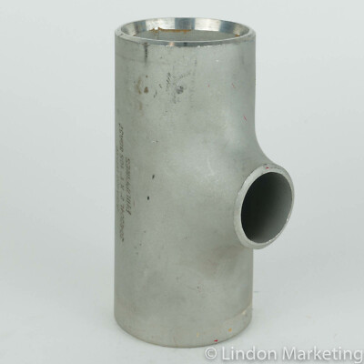 2" x 2" x 1" Butt Weld Reducing Tee pipe fitting, 304L stainless ss ...