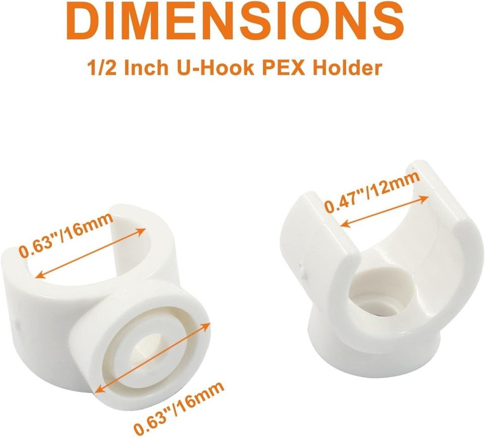 20 pcs, 1/2 Inch PEX Water Pipe Clamps, 16 mm PVC Pipe Holder, Plastic ...