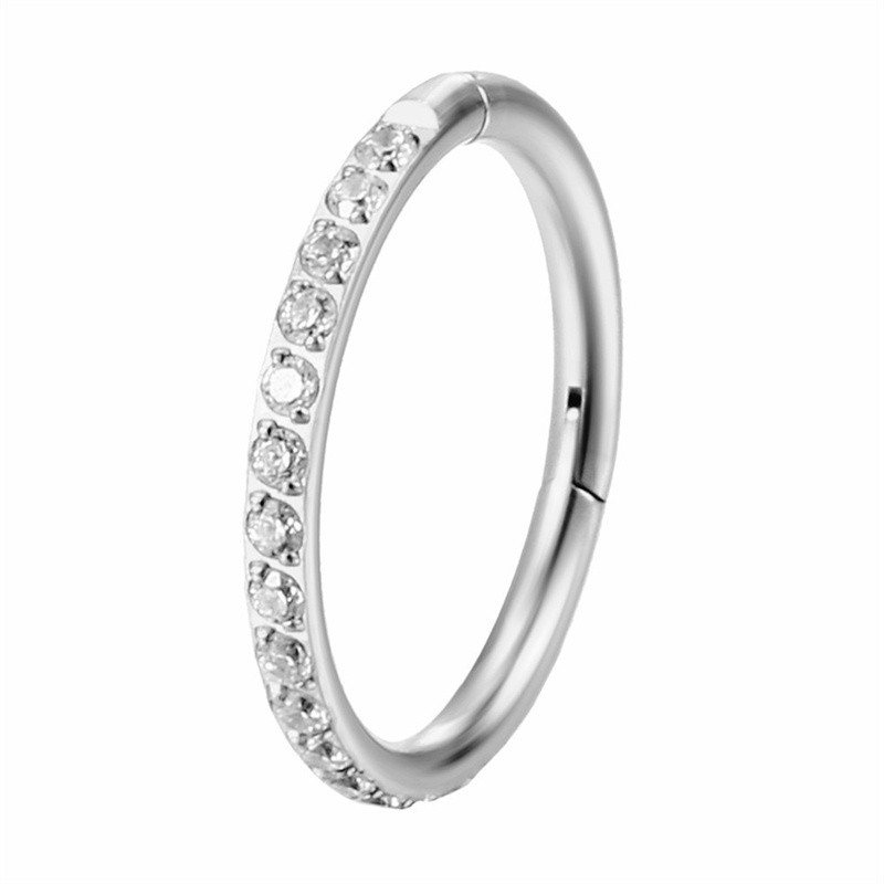 1PCS Steel Hinged Segment Hoop Diamond Earrings Ear Nose Lip Piercing ...