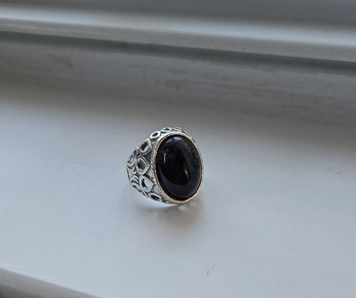 CHOCOLATE OBSIDIAN POLISHED CABECHON TITANIUM FOREVER WEAR SILVER NEW ...