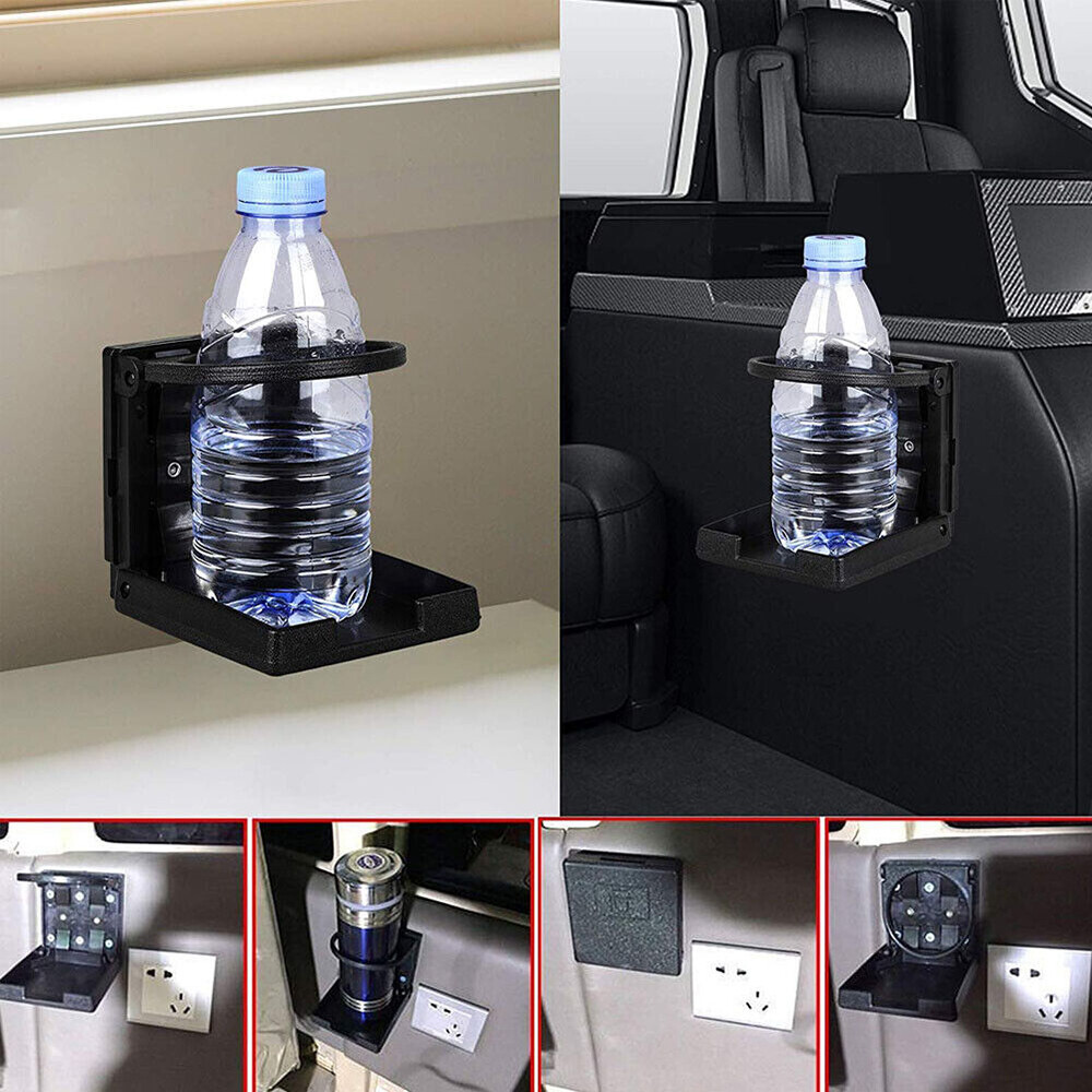 2x BLACK FOLDING DRINK HOLDERS Marine Boat Caravan Car RV Cup Holder ...