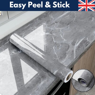 Marble Vinyl Wrap Self Adhesive Kitchen Worktop Cupboard Door Covering ...