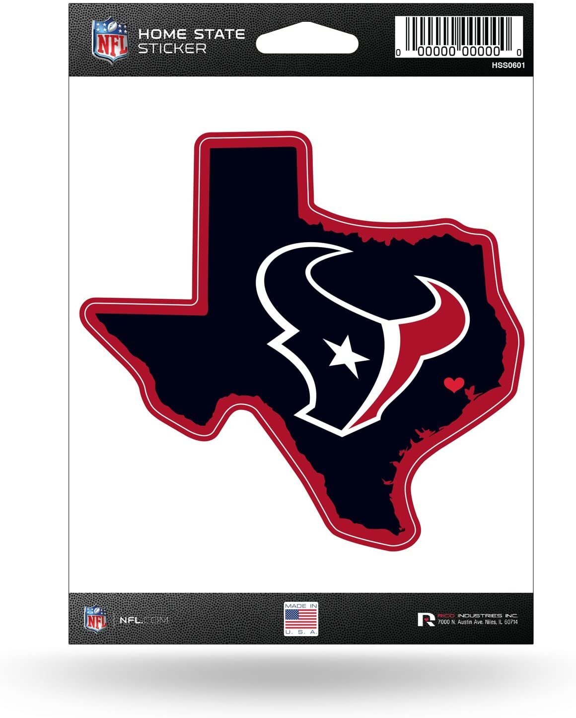 Houston Texans 5 Inch Sticker Decal, Home State Design, Flat Vinyl ...