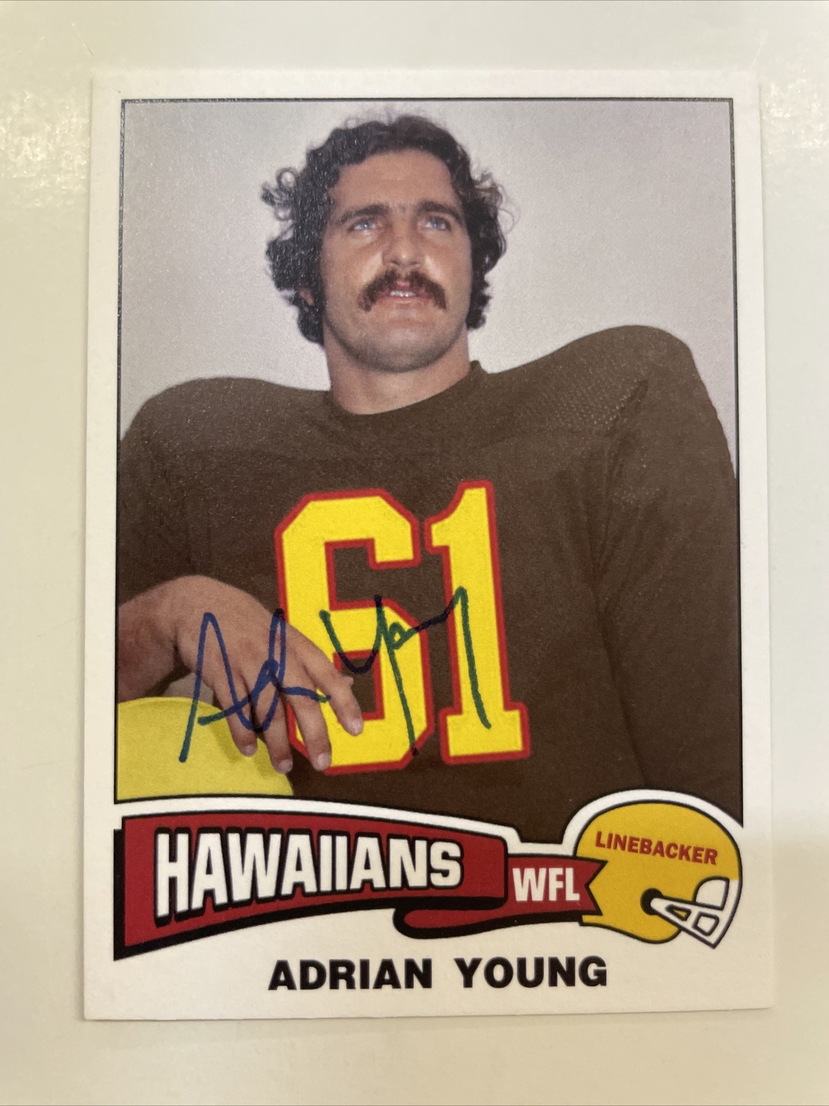 Adrian Young Autographed 1975 Custom WFL Football Card Honululu ...
