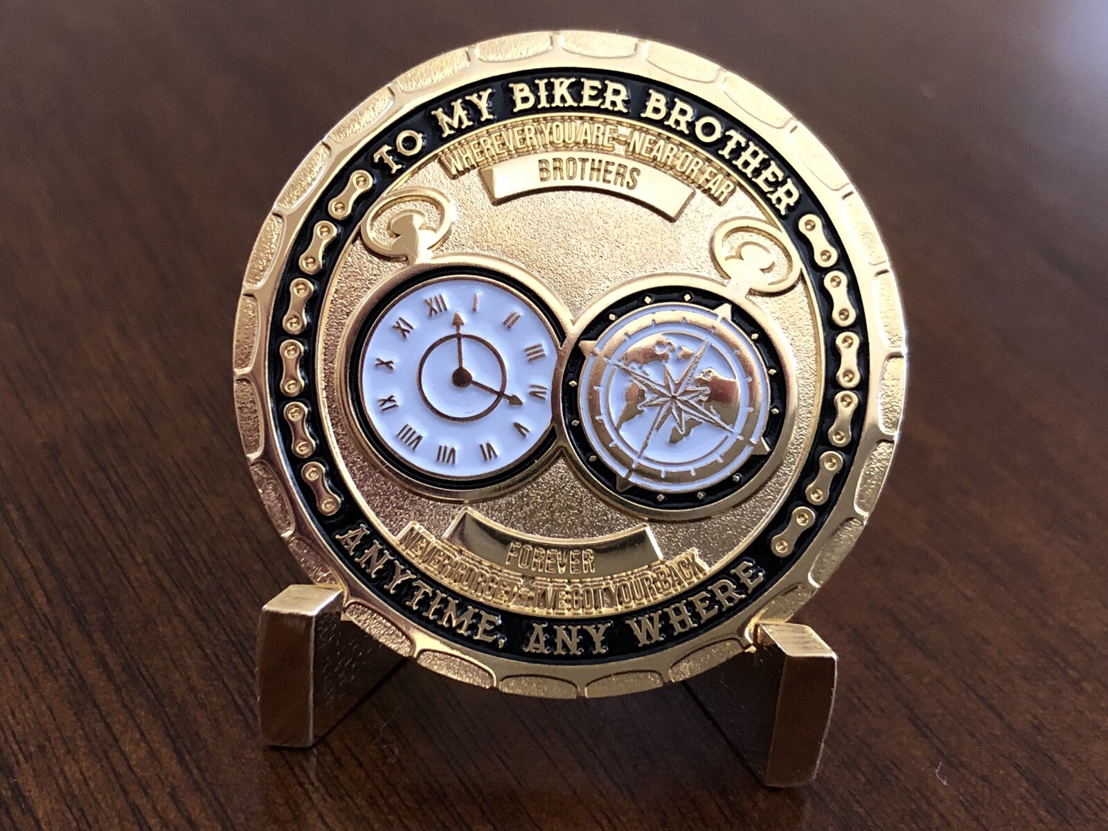 MOTORCYCLE CHALLENGE COIN "BIKER BROTHER - BROTHERS FOREVER" - BRAND ...