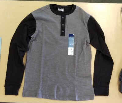 Basic Editions Gray W/Black Men's Long Sleeve Shirt New with Tags NWT V ...