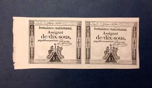~ 1792 France Assignat 10 Sous - 2 French Revolution Notes from an ...