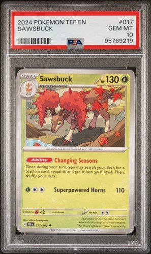 2024 Pokémon TEF EN Sawsbuck Card #017 PSA GEM MT 10 | eBay