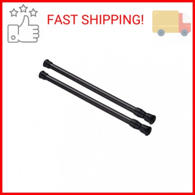AIZESI Spring Tension Curtain Rods Short Tension Rod (Black, 16" to 28 ...