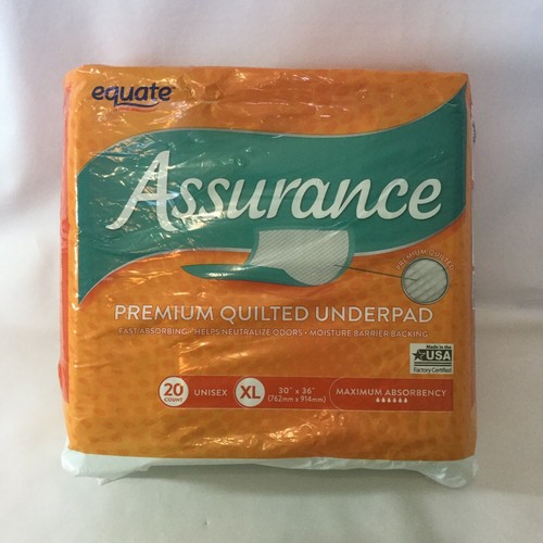 Equate Assurance MAXIMUM Absorbency Premium Quilted Underpad XL 20ct ...