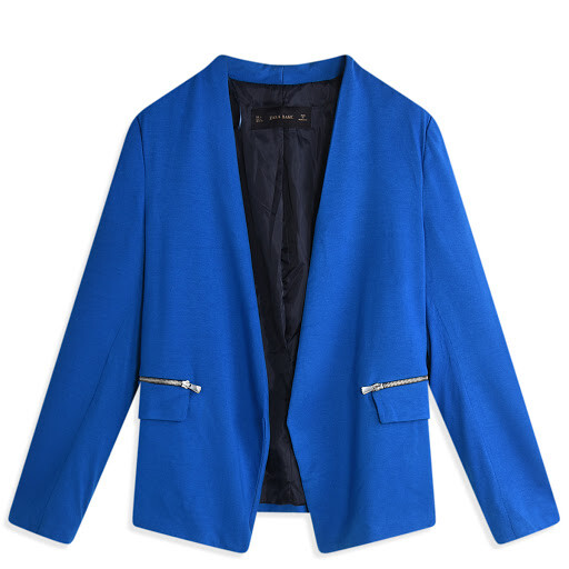 RARE ZARA COBALT ELECTRIC BLUE JACKET BLAZER WITH ZIP POCKETS SIZE ...