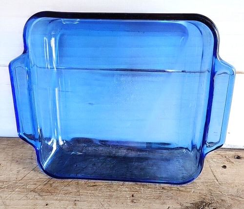 Cobalt Blue Anchor Hocking Square 8x8 Glass 2 Qt Baking Dish Handles ...