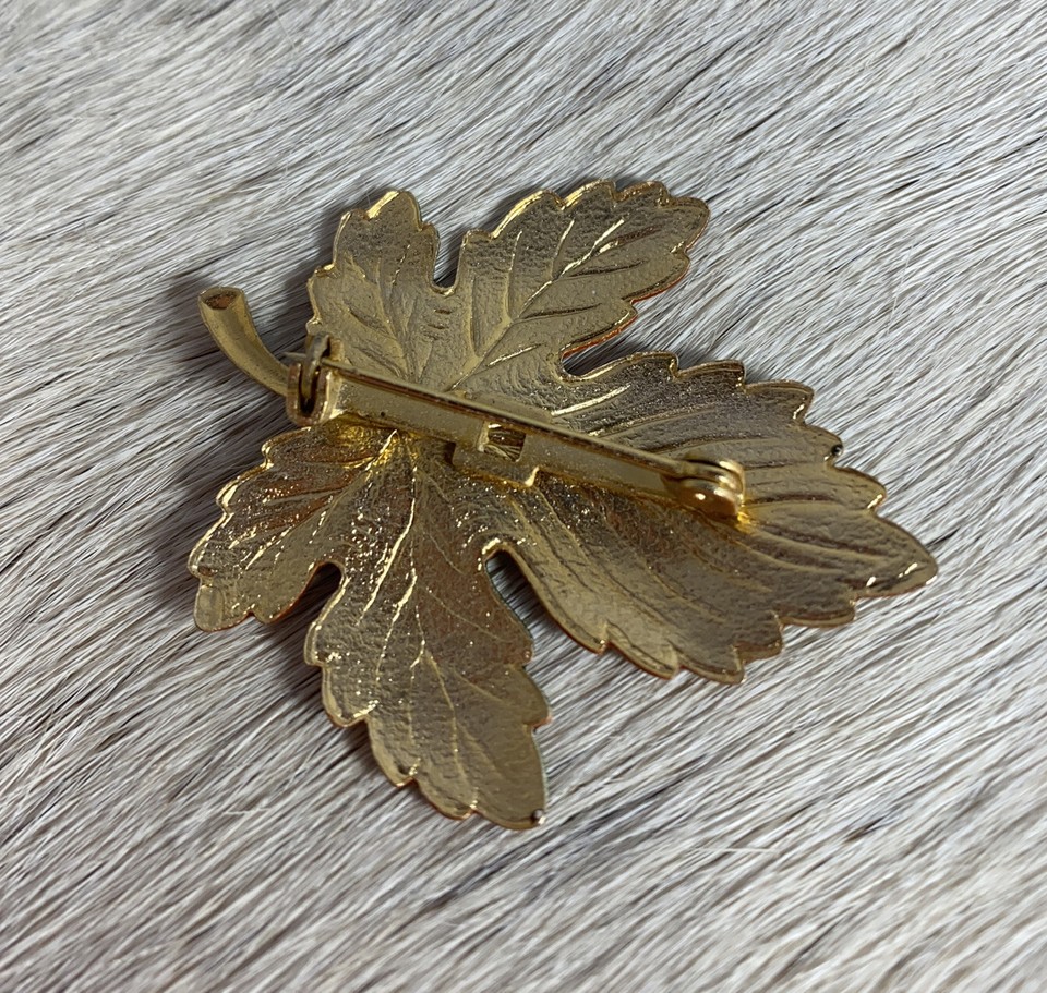 Gilded Leaf Designs Handcrafted Fall Leaf Pin Brooch Gold Tone with ...
