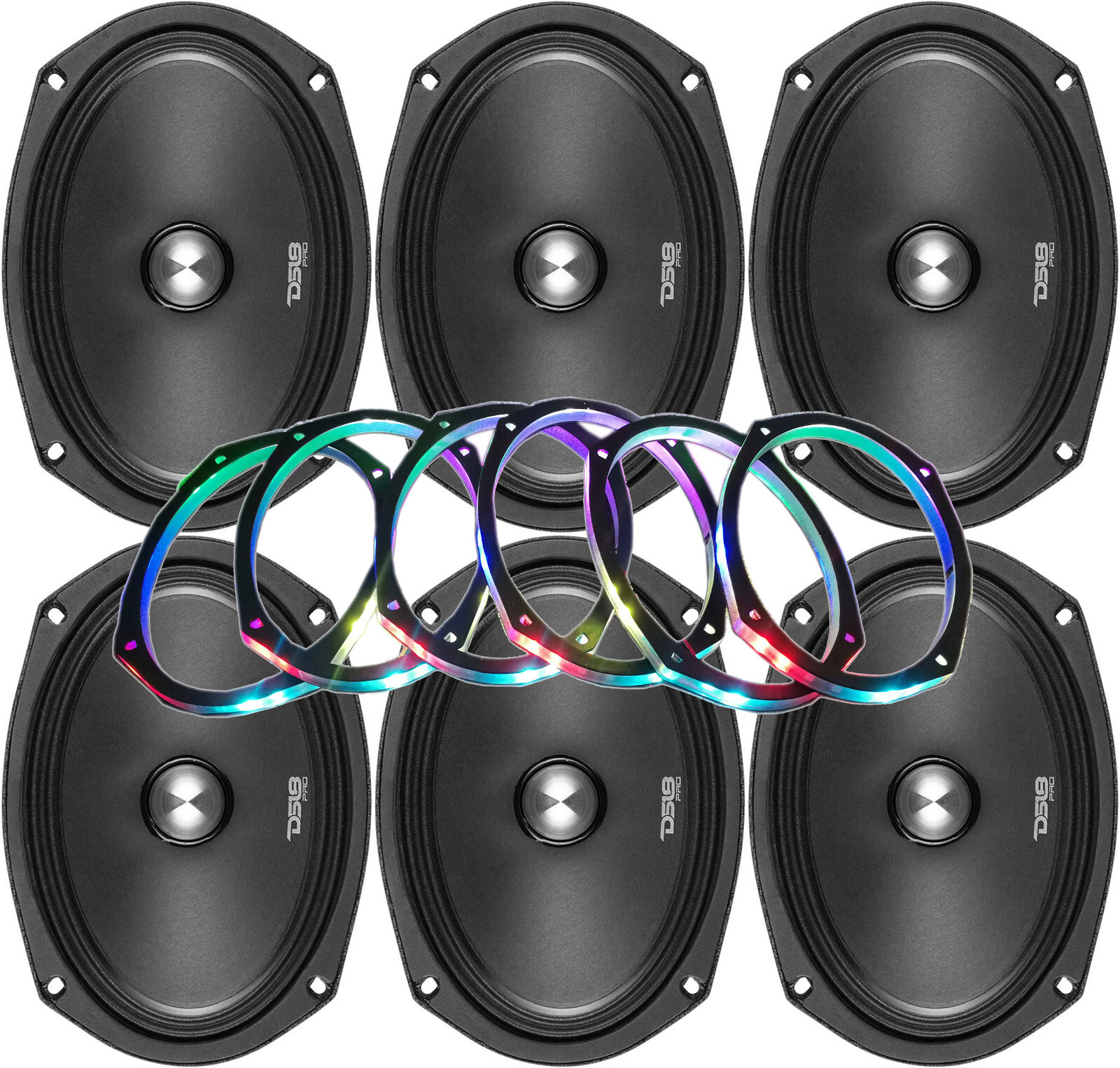 6x9" LED Speaker Rings for Car Truck Marine Audio RGB Chasing Easy ...