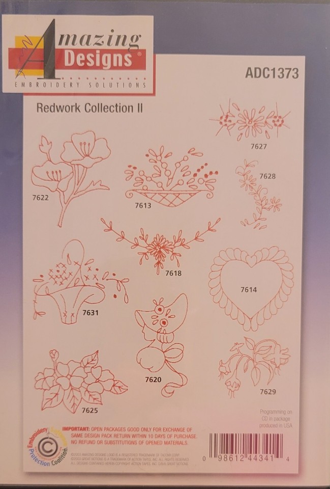 Amazing Designs Redwork Collection II Machine Embroidery Design CD ...