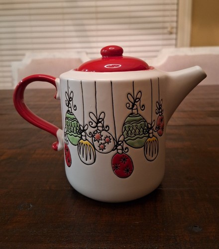 Spectrum Designz Stoneware Holiday Teapot 2017-2018 Christmas Ornament ...