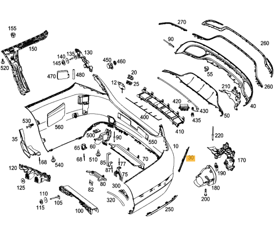 Mercedes-Benz W205 AMG Rear Bumper Left Cover Grill A2058850053 for ...
