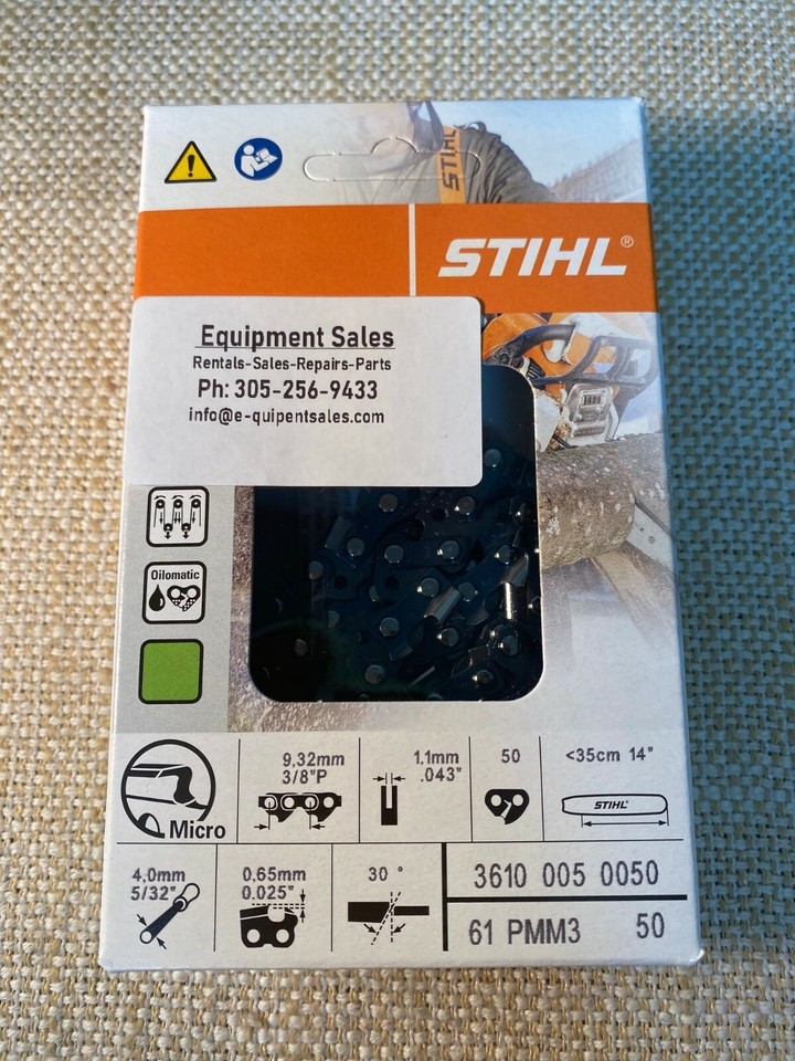 Stihl 3610 005 0050 Chainsaw Chain 61PMM3 50, 3/8" P, .043"Gauge, 50DL ...