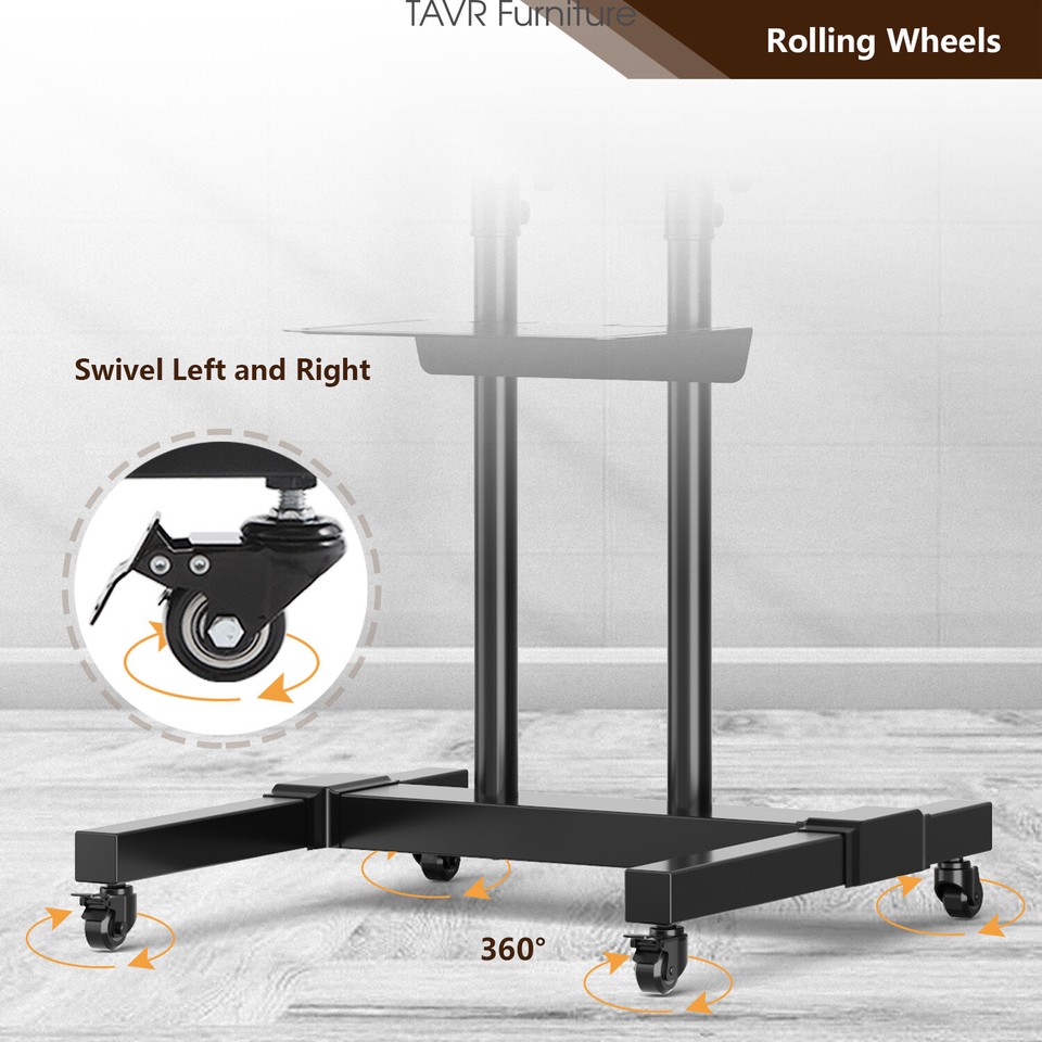 Mobile TV Stand with Wheels for 32-70 Flat/Curved Panel Screen TVs ...