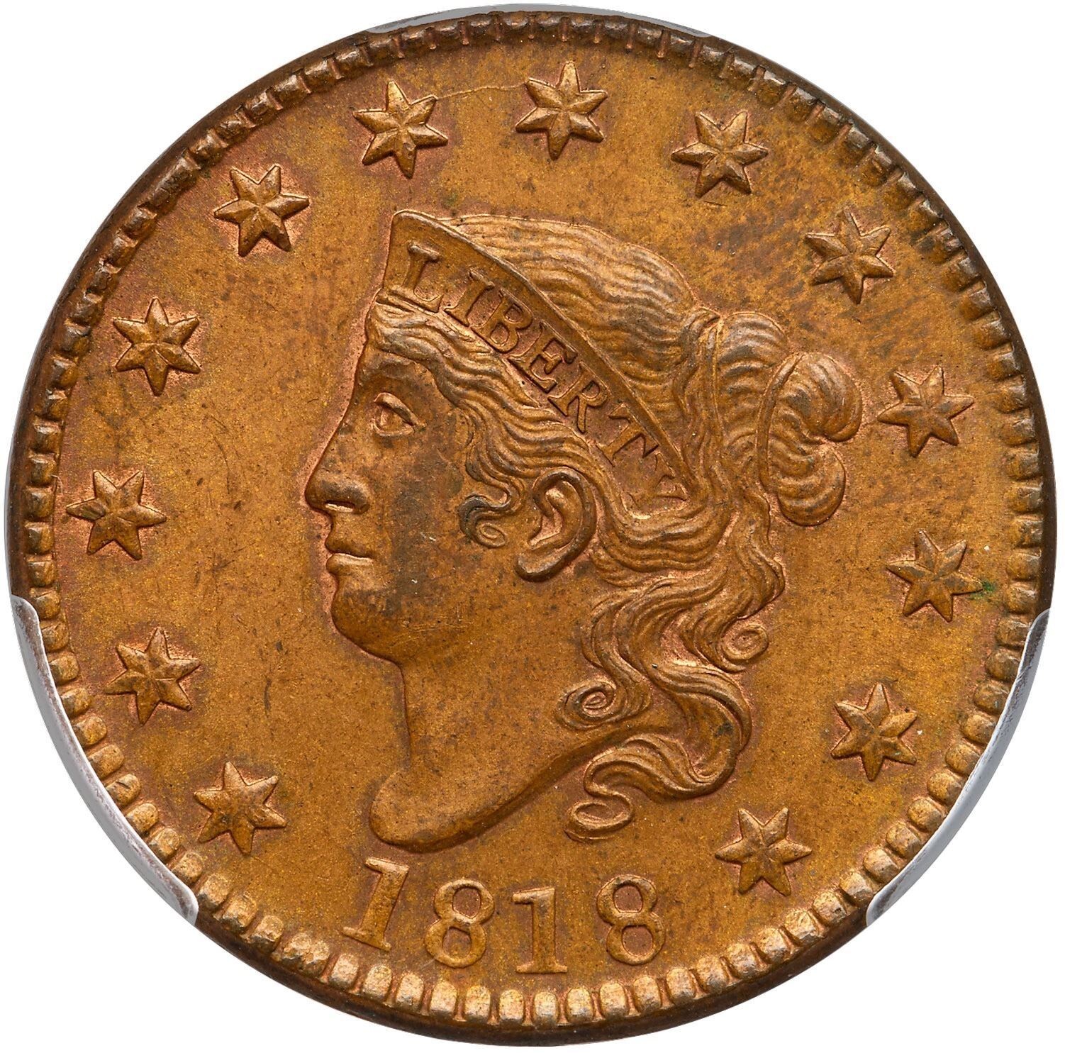 1818 N-7 R-1 PCGS MS 63 BN Matron or Coronet Head Large Cent Coin 1c | eBay