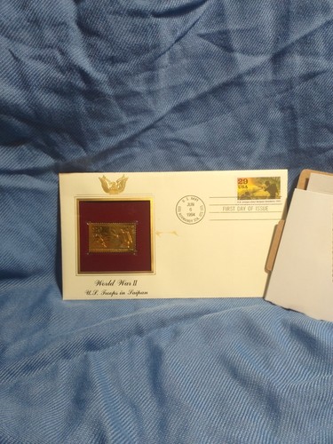 World War II Allies Retake New Guinea Stamp, June 6, 1994 FDC and 22kt ...