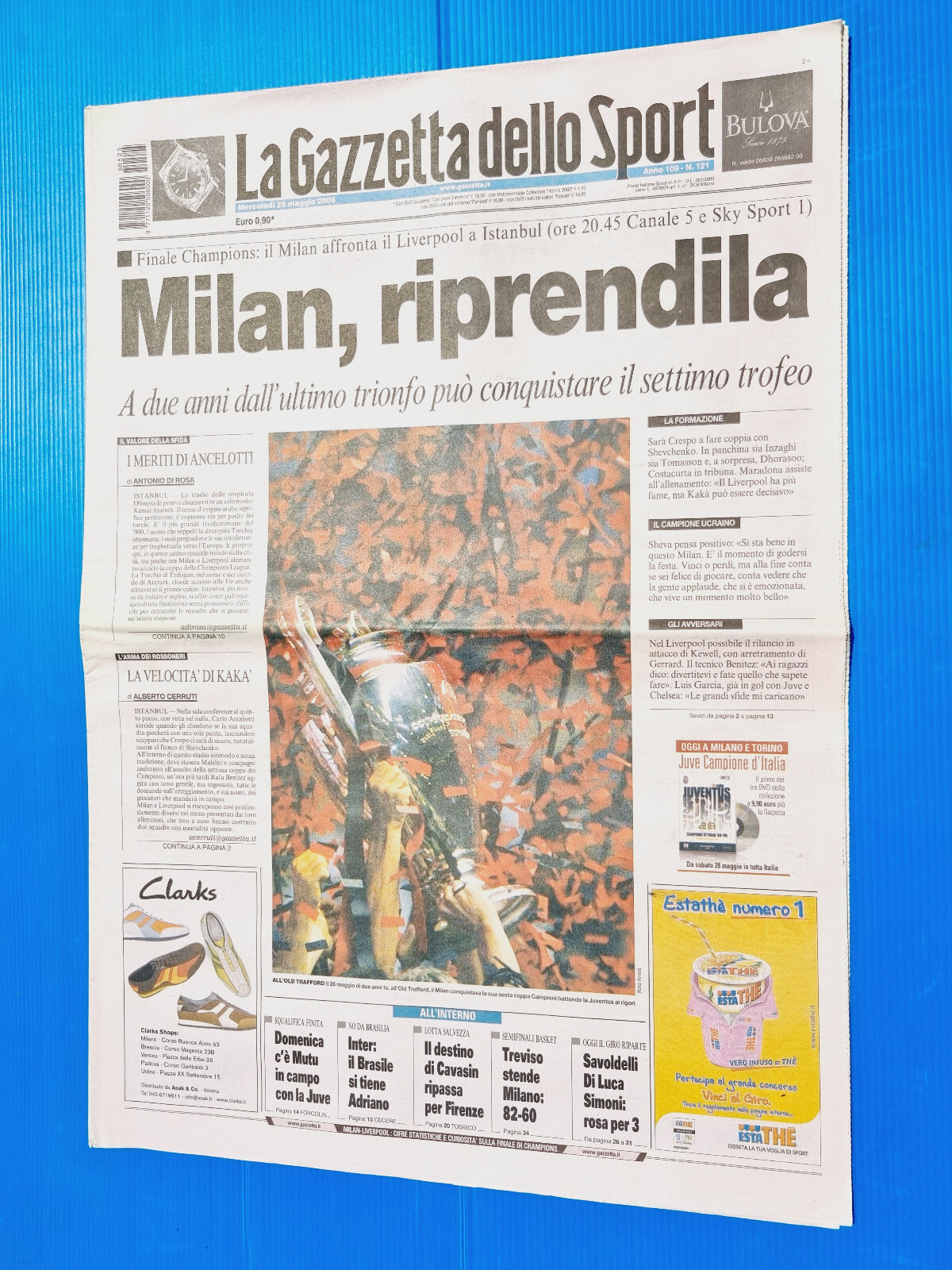 Gazzetta Dello Sport May 25 2005 Milan-Liverpool Champions League Eve ...