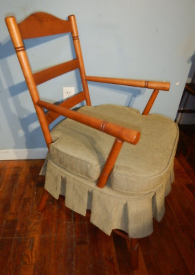 MCM Colonial Maple Arm Chair with Seat Cushion and Matching Skirt ...
