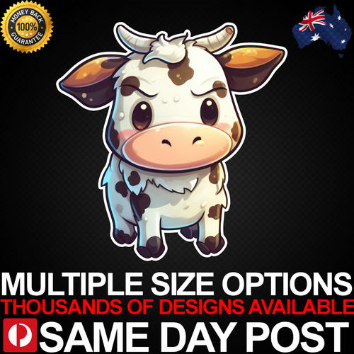 CUTE CHIBI COW Vinyl Car Sticker Decal Cheap Aussie Farming Animal Pet ...