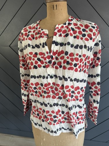 J Crew Berry Shirt Size 4P Womens Button Neck Raspberry Tunic Cotton ...