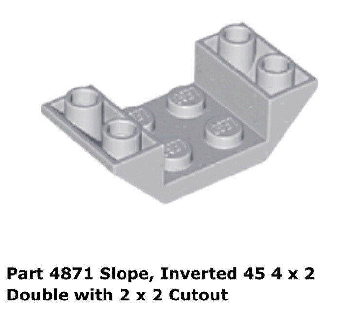 Lego 1x 4871 Light Bluish Gray Slope Inverted 45 4 x 2 Double 2 x 2 ...