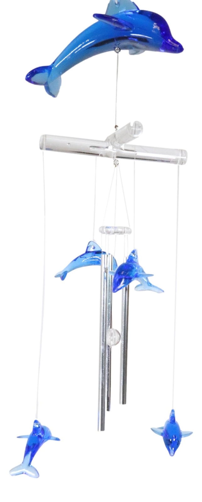 Nautical Marine Blue Swimming Dolphin Acrylic Glass Wind Chime 22"L Sea ...