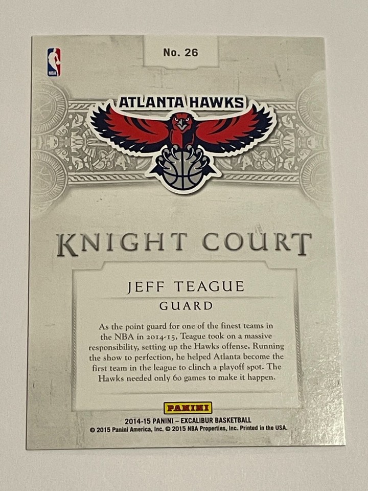 2014-15 Panini Excalibur Basketball Knight Court - Jeff Teague ...